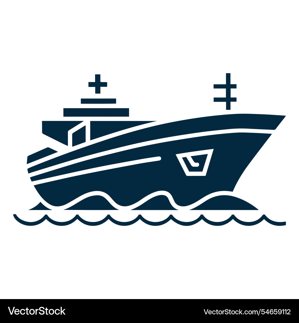 Cargo ship and container silhouette Royalty Free Vector