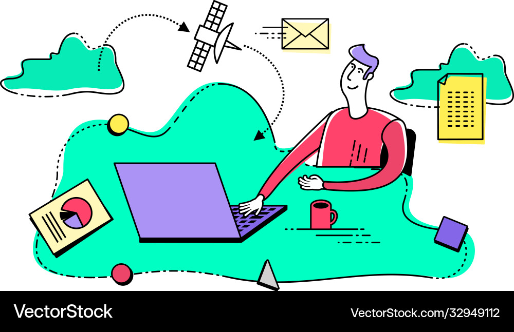 Contour it-internet-08 Royalty Free Vector Image