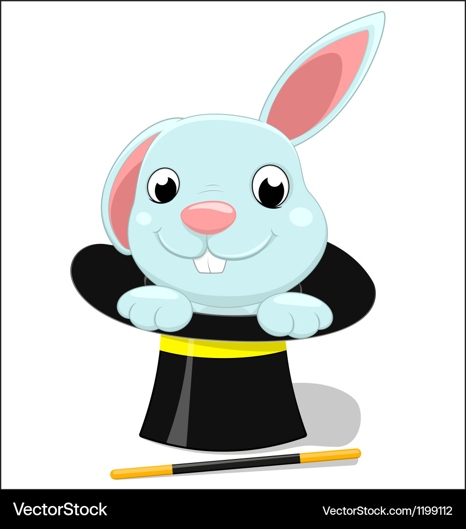 Cute bunny on magician hat Royalty Free Vector Image