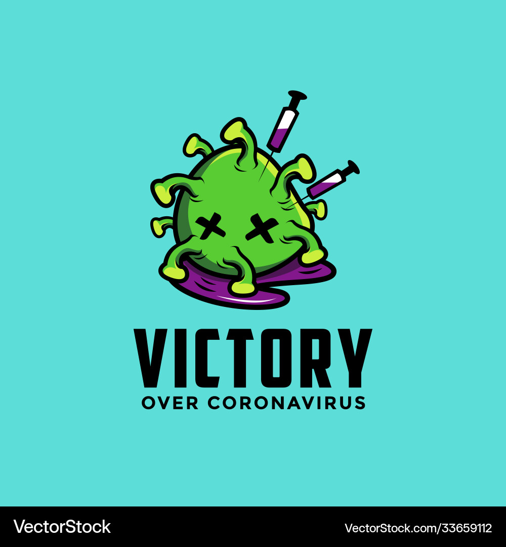 Dead coronavirus logo victory over Royalty Free Vector Image