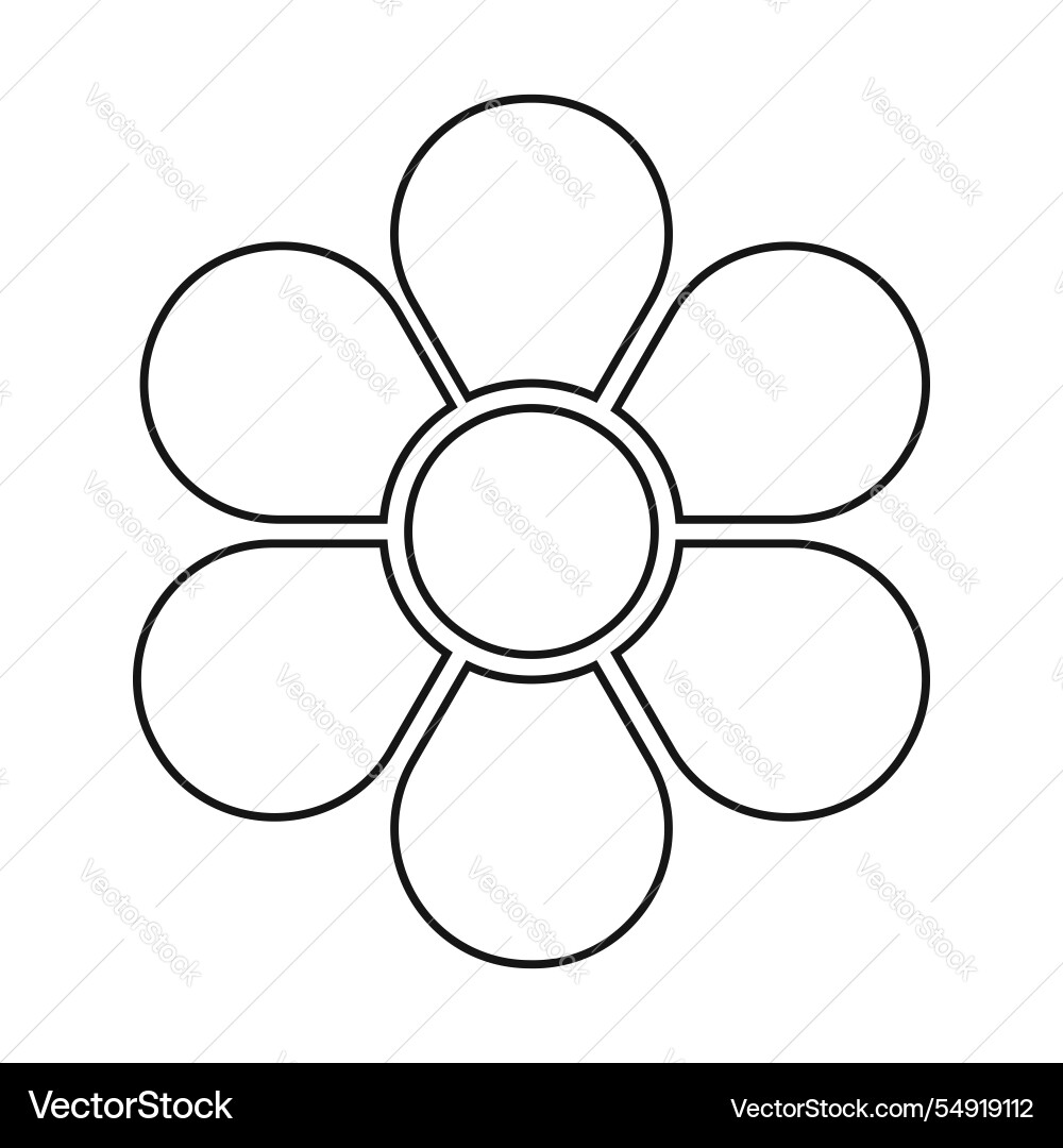 Flower diagrams with 6 petals floral chart Vector Image