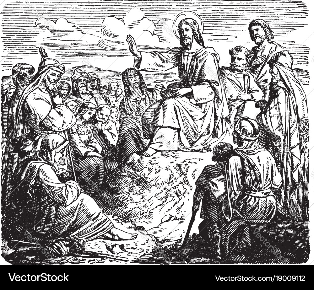 Jesus liefert Predigt auf dem Berg Lizenzfreies Vektorbild