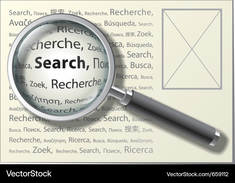 Magnifying Glass with Word Search Royalty Free Vector Image