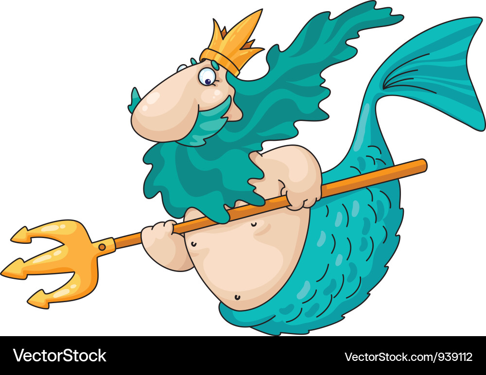 Merman with Trident Royalty Free Vector Image - VectorStock