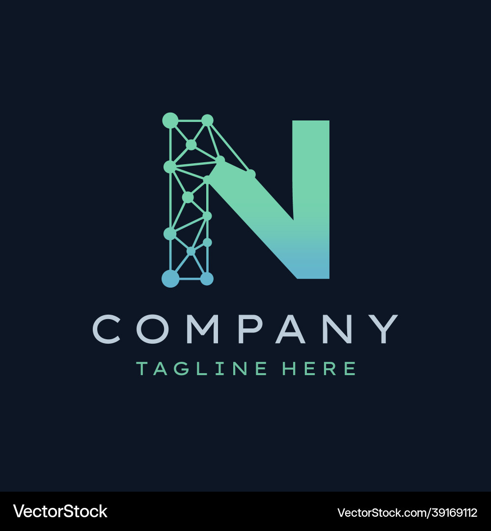 Molecular N Connection Logo Royalty Free Vector Image