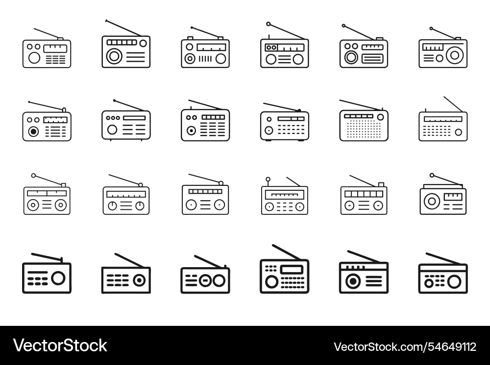 Radio icon set in creative art Royalty Free Vector Image