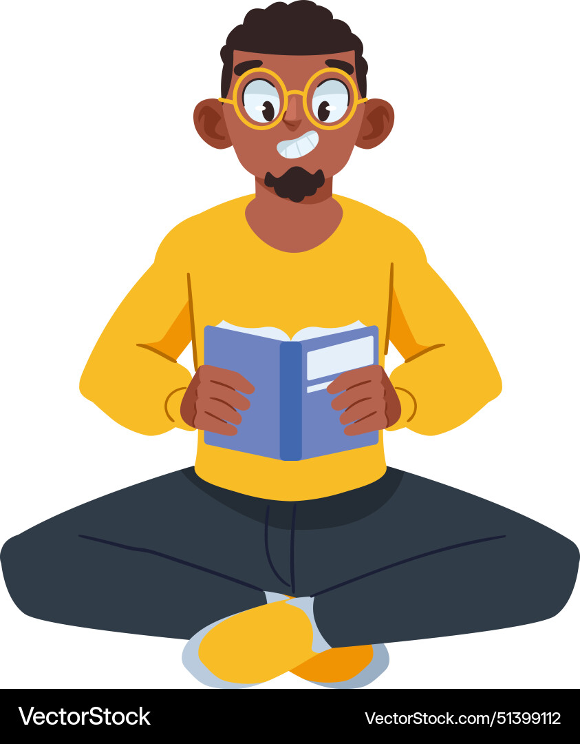 Reader man sitting Royalty Free Vector Image - VectorStock