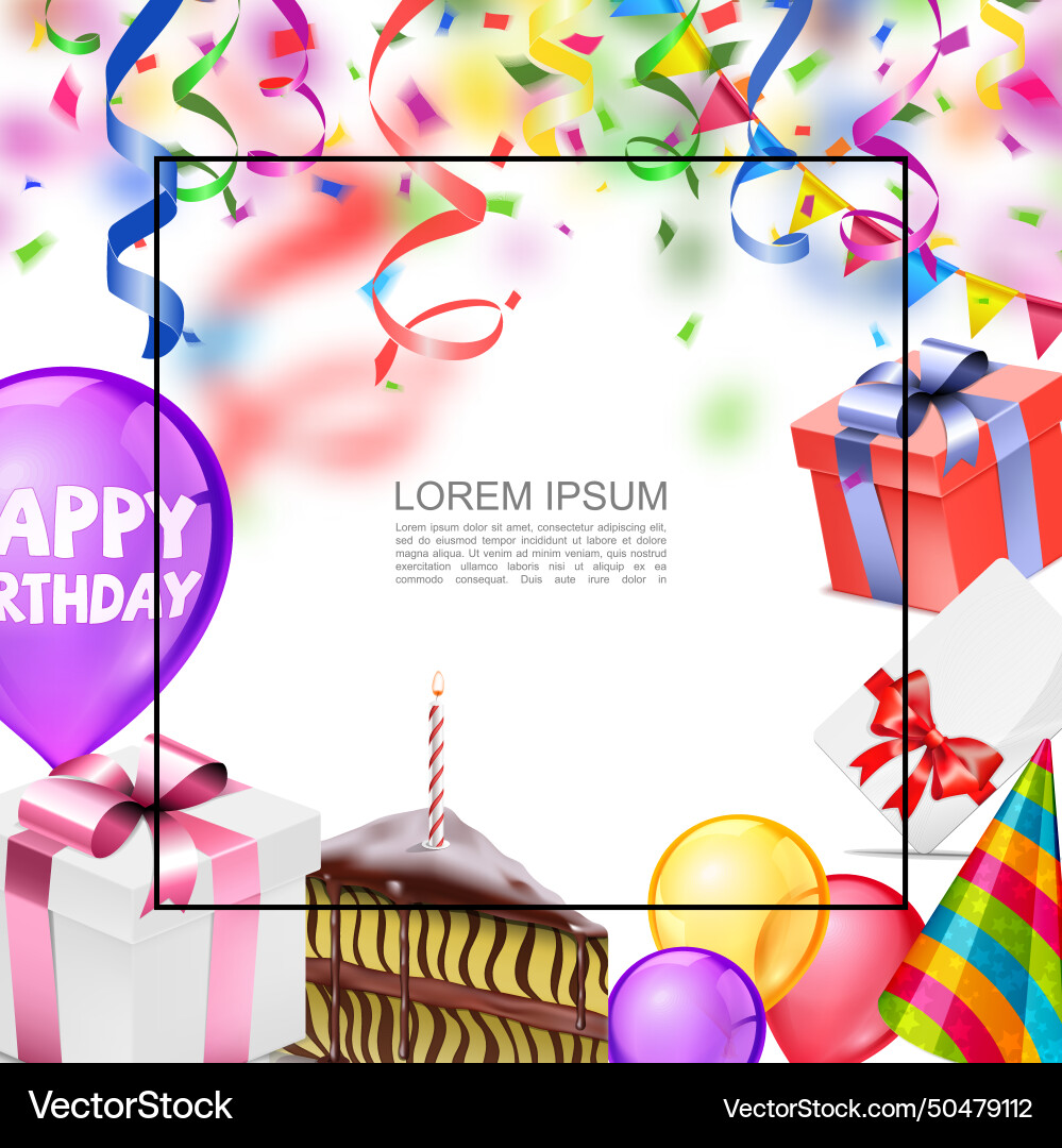 Realistic happy birthday template Royalty Free Vector Image