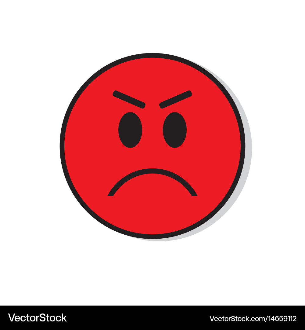 Red angry sad face negative people emotion icon Vector Image
