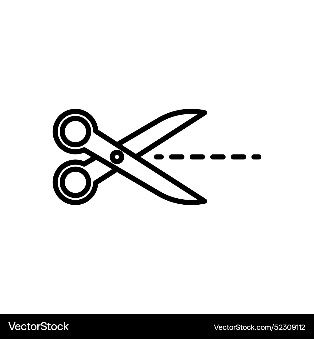 Scissors trim cut icon linear logo mark in black Vector Image