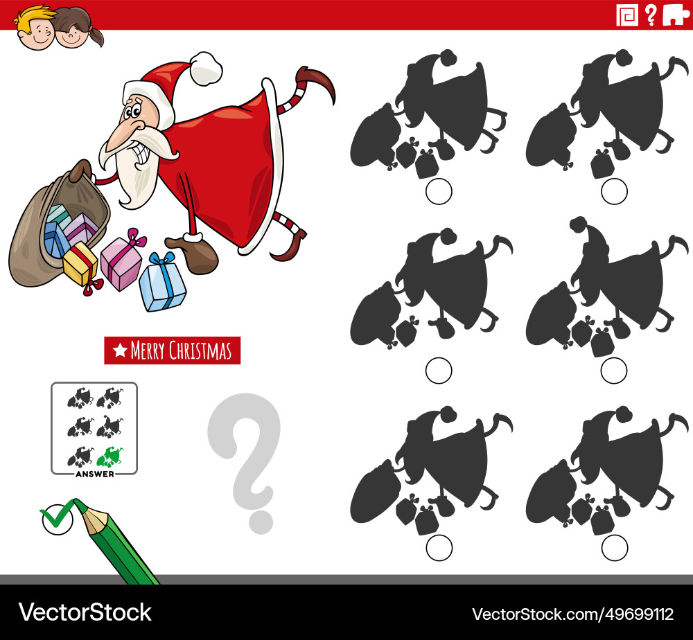 Shadow game with cartoon santa claus sack Vector Image