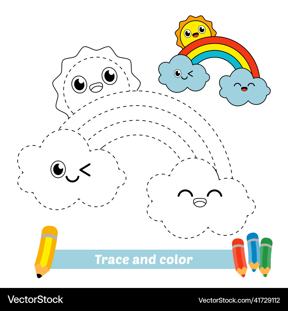 Trace and color for kids sky character Royalty Free Vector