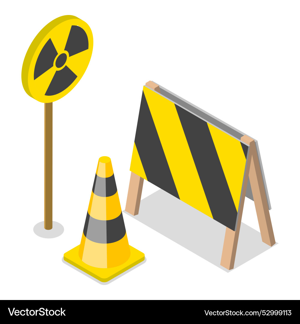 3d isometric flat set of radioactive waste Vector Image
