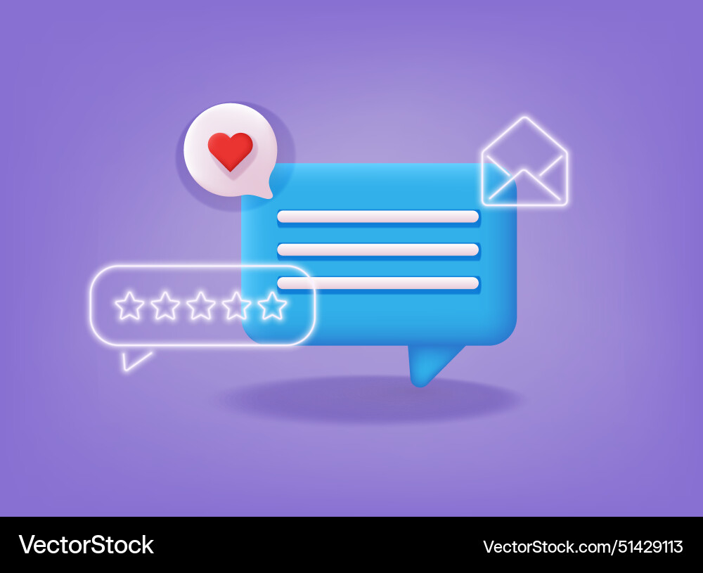3d speech bubbles symbol for chat on social media Vector Image