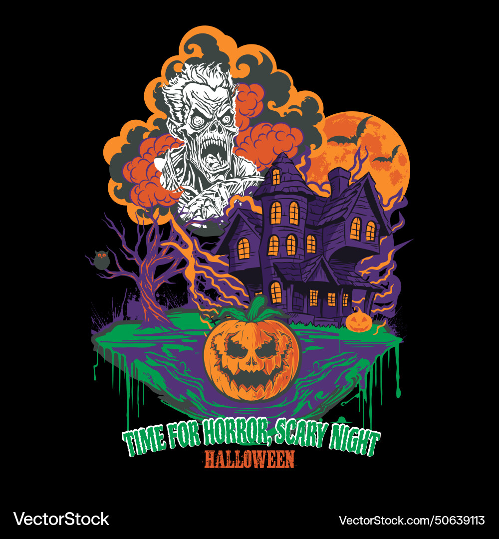 A spooky halloween logo featuring horror elements Vector Image
