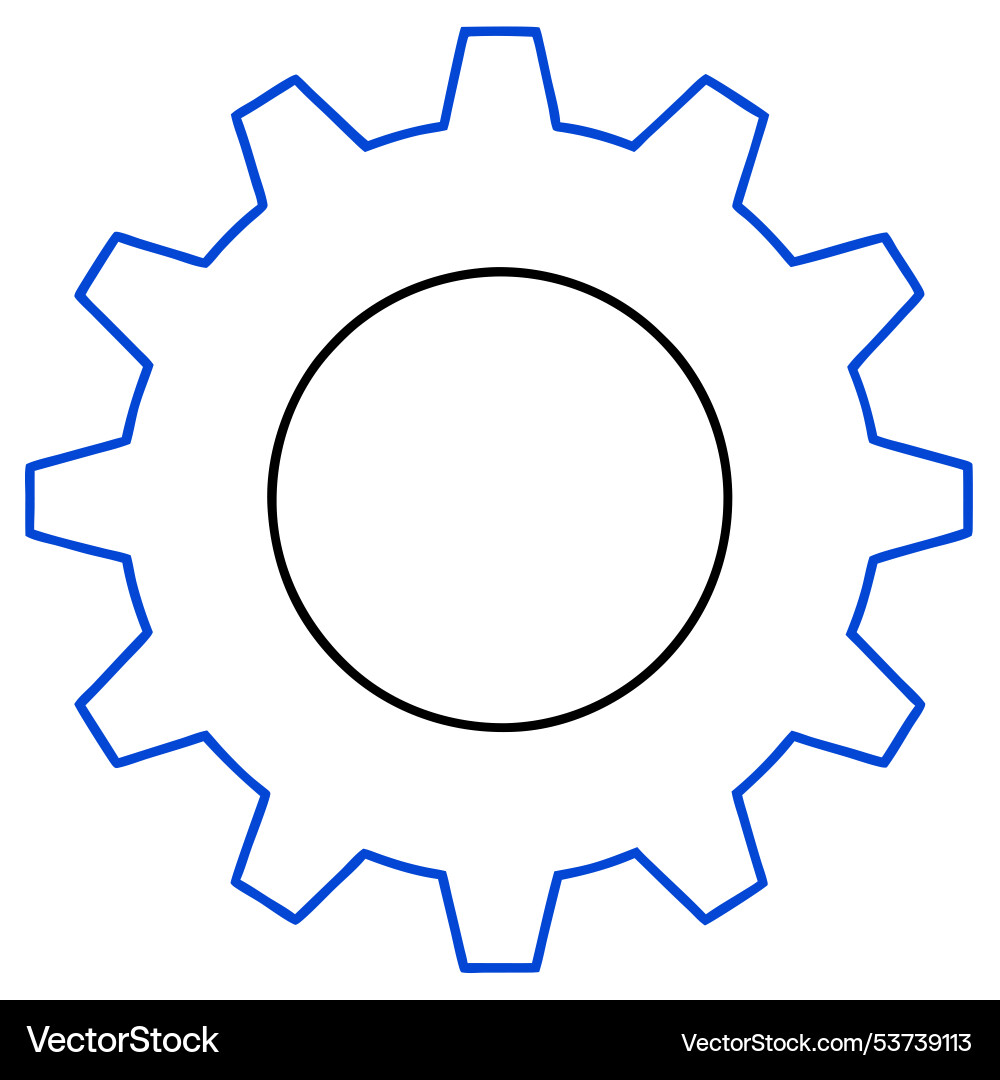 Abstract blue cogwheel line art Royalty Free Vector Image