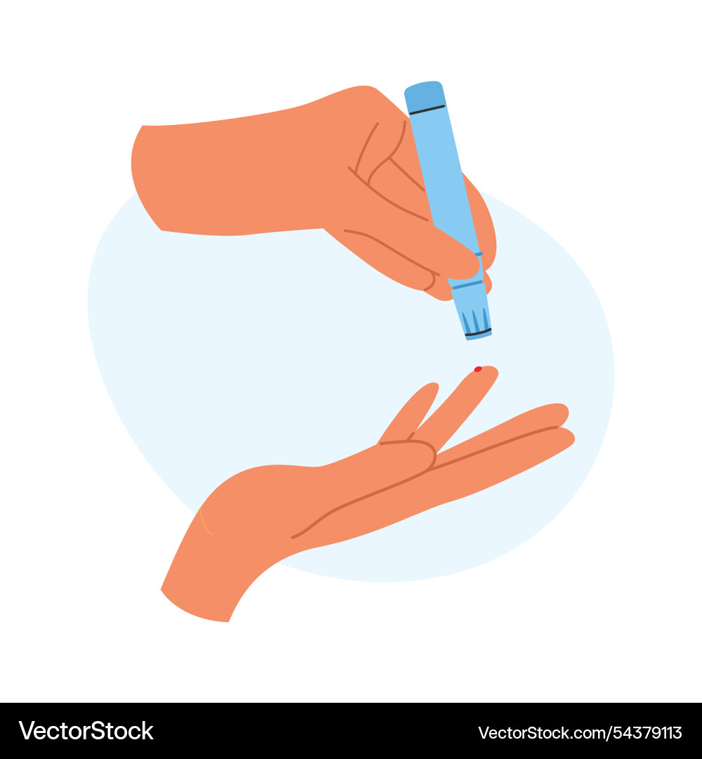 Blood sample collection by fingerstick diabetes Vector Image