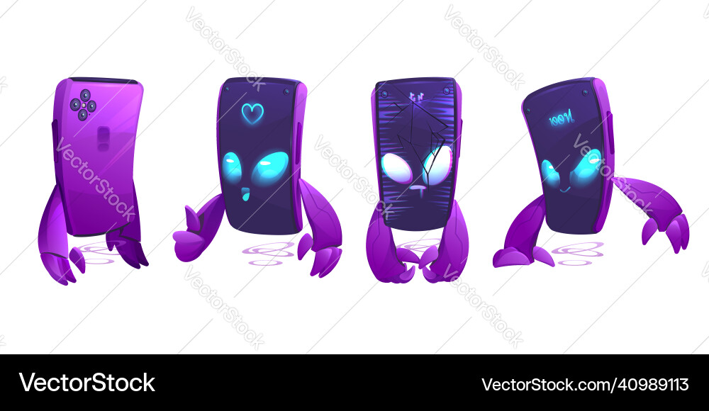 Cute smartphone character front and back view Vector Image