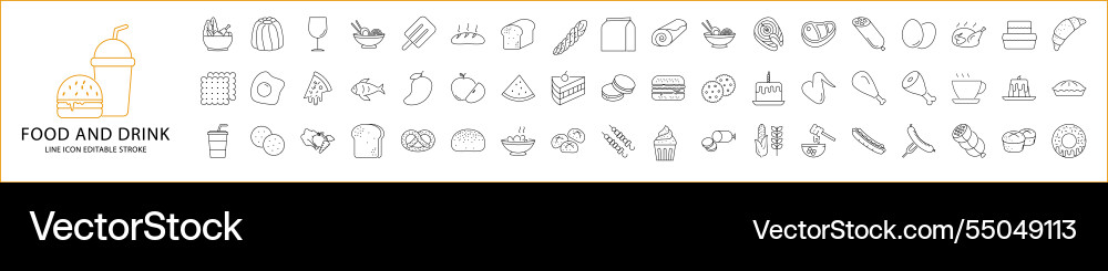 Food and drink icon set Royalty Free Vector Image