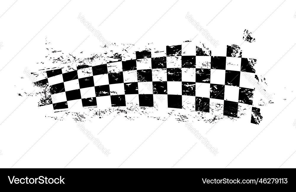 Grunge race flag tire track checker marks pattern Vector Image