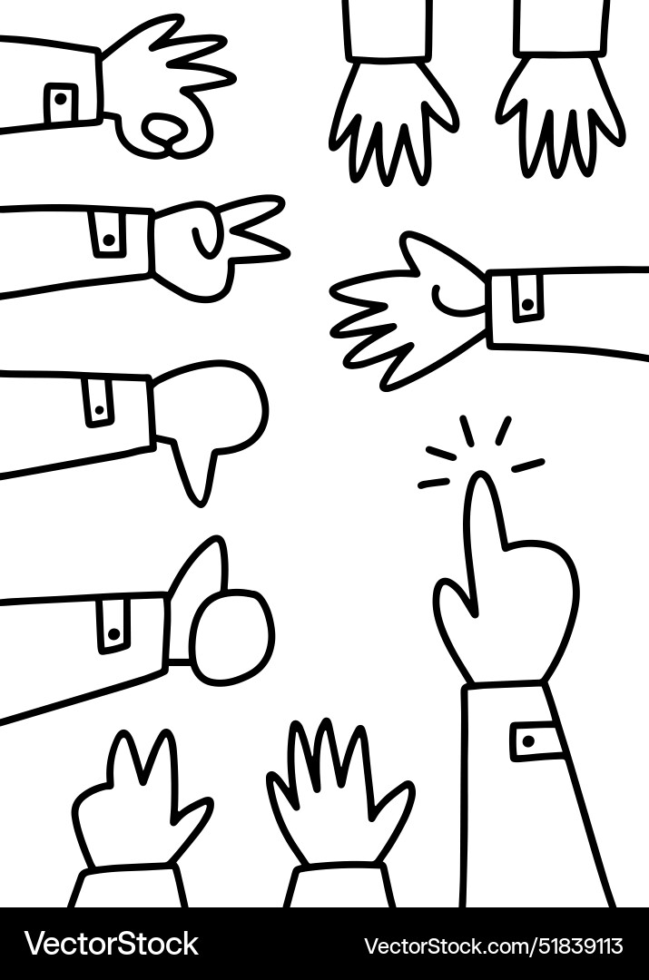 Hand non verbal sign language set Royalty Free Vector Image