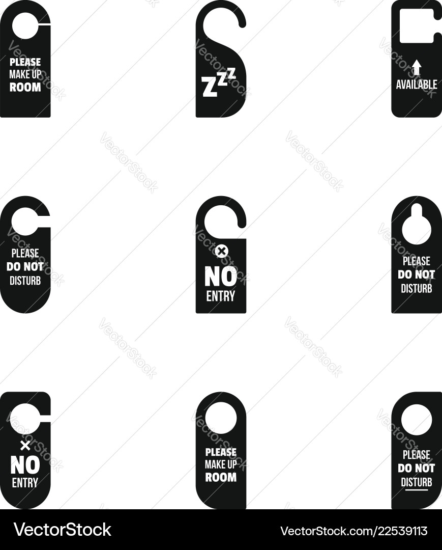 Hotel room tag icon set simple style Royalty Free Vector