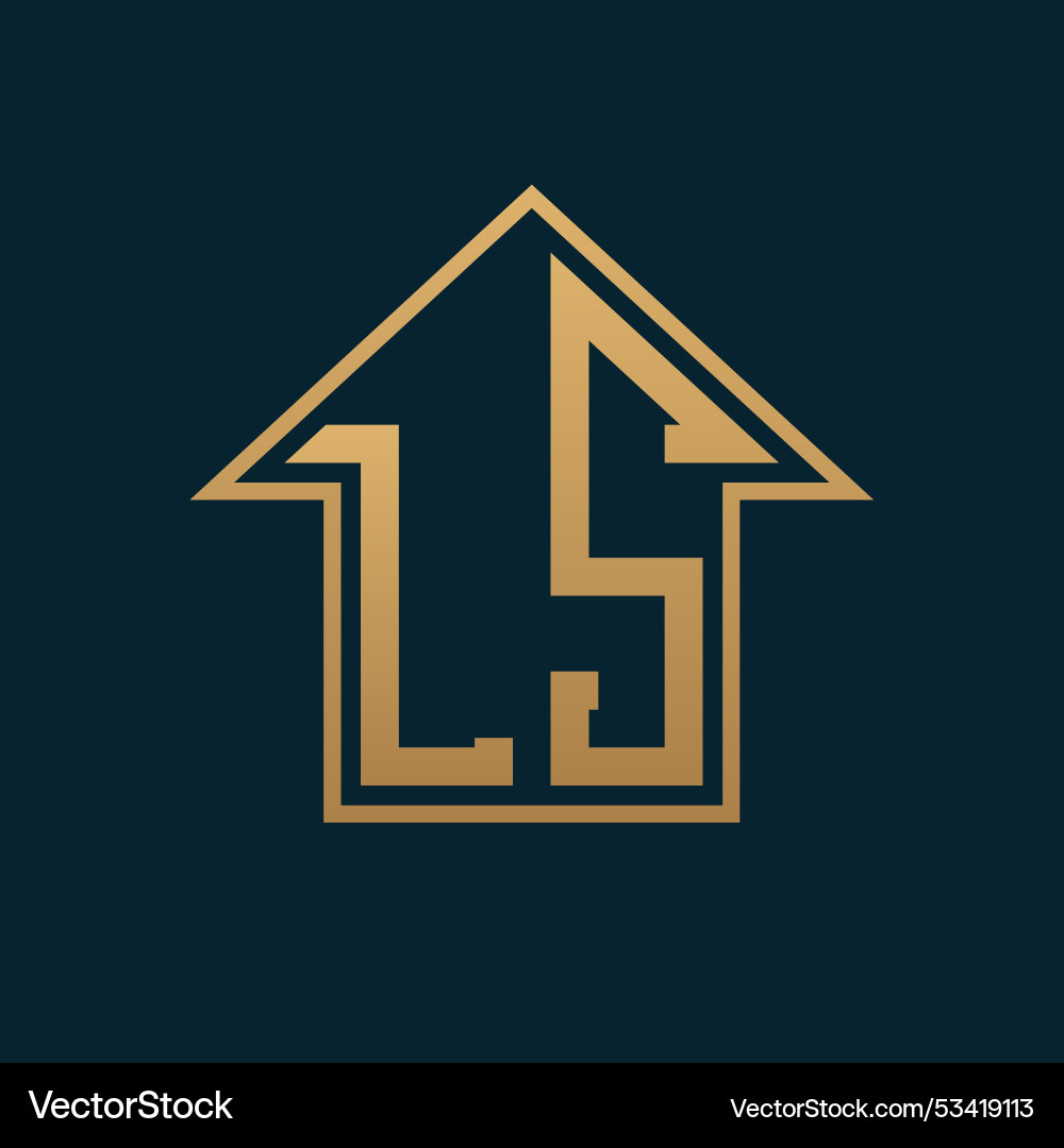 Luxury ls house logo - elegant gold letter Vector Image