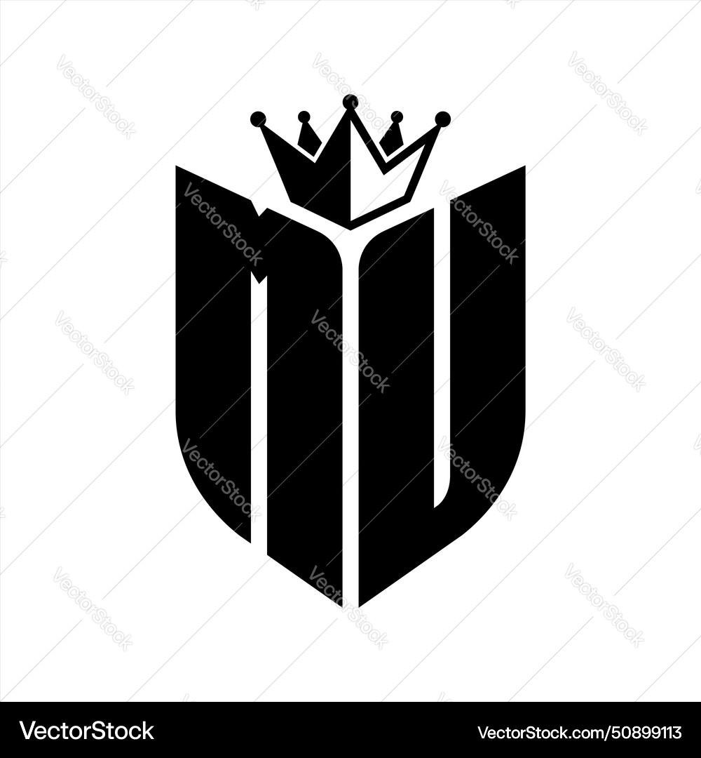 Mu letter monogram with shield shape crown Vector Image