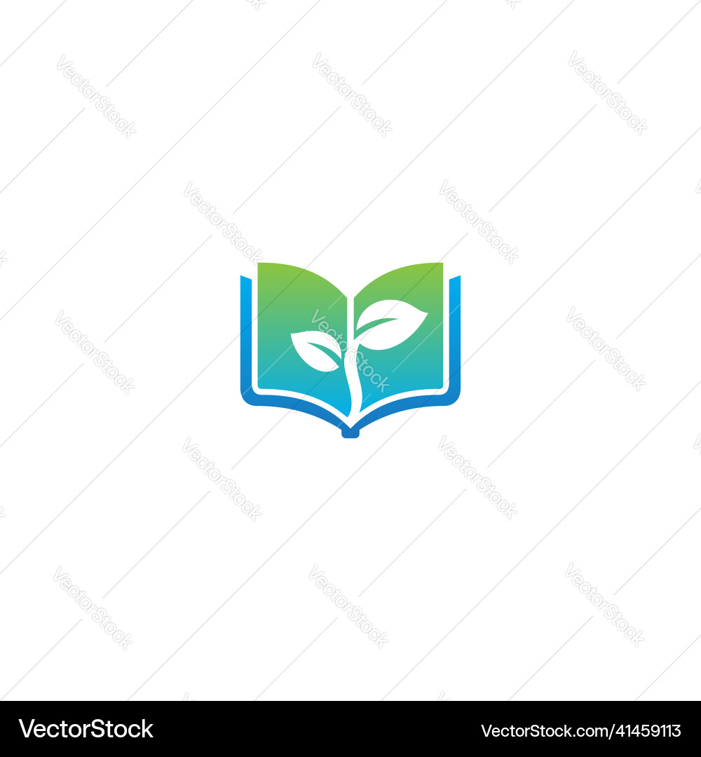 Open book green leaf logo Royalty Free Vector Image