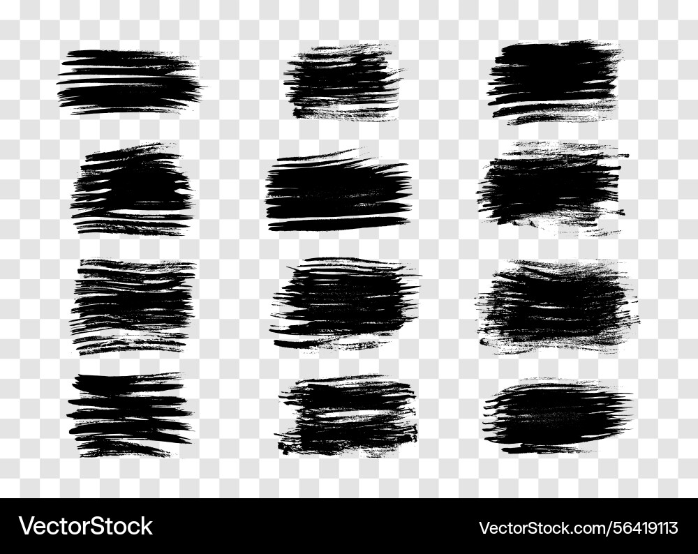 Set of black hand drawn brush strokes Royalty Free Vector