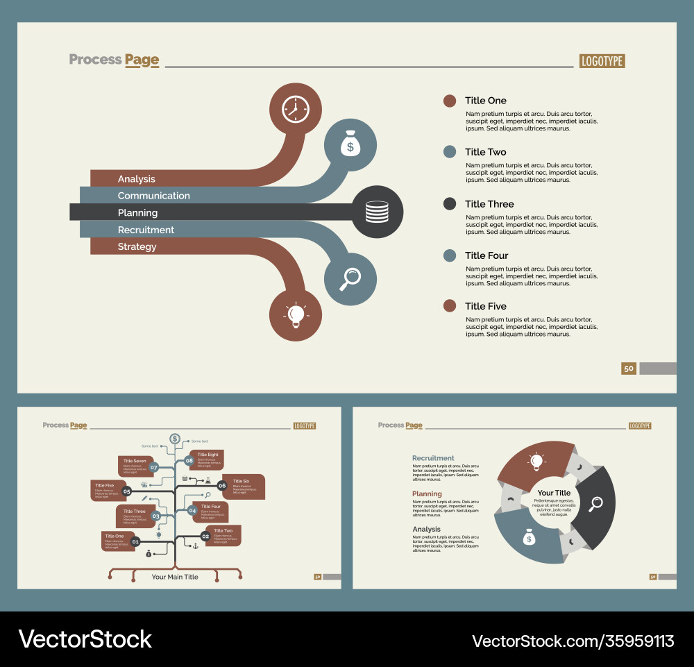 Three teamwork slide templates set Royalty Free Vector Image