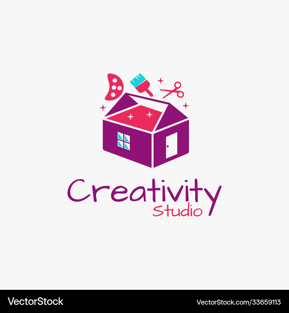 Tool box and house studio art logo icon Royalty Free Vector