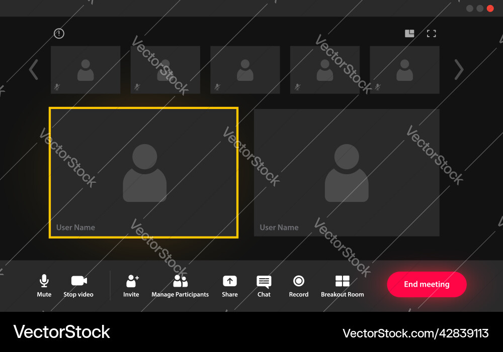 Videocall interface video call conference screen Vector Image