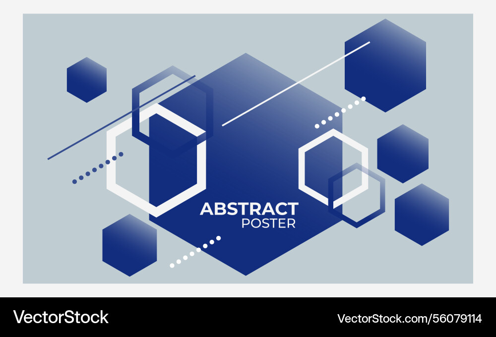 Abstract blue hexagon poster Royalty Free Vector Image