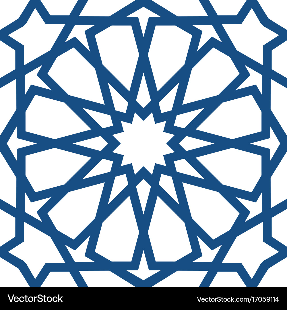 Blue islamic pattern seamless arabic geometric Vector Image