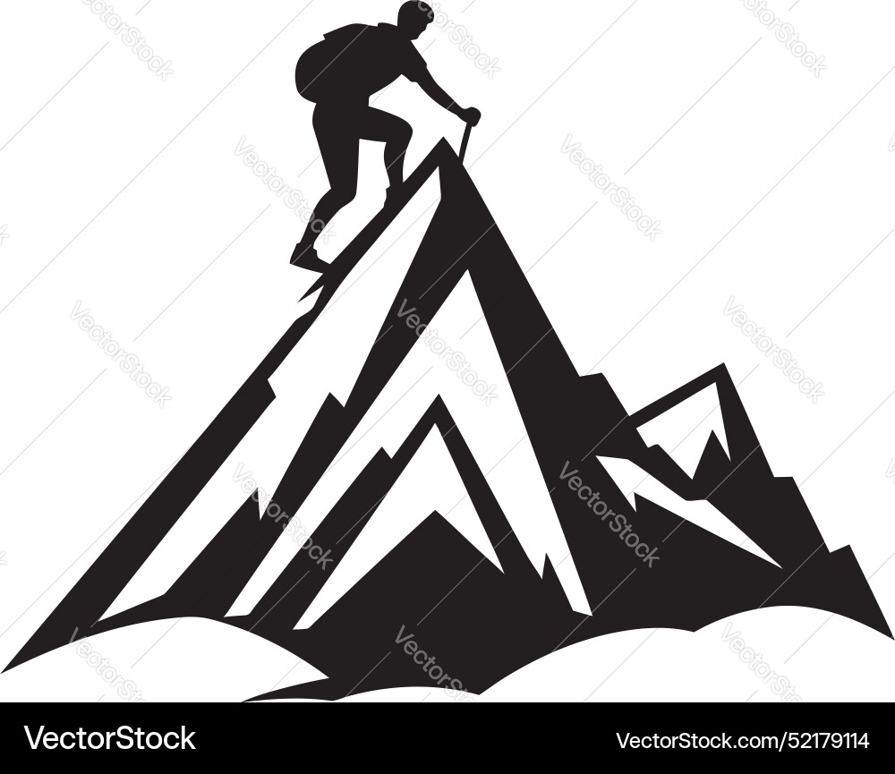 Climb conquer man climbing mountain design Vector Image