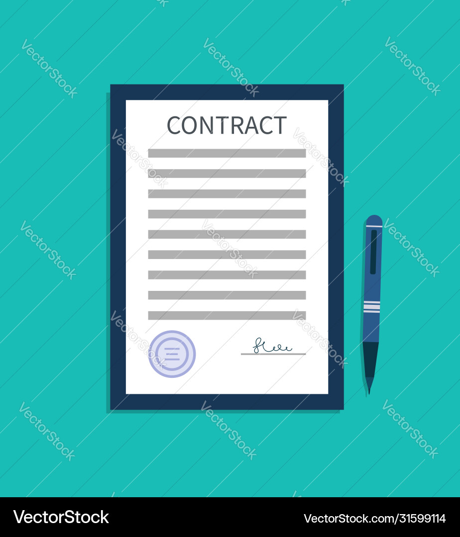 Contract with signature document agreement Vector Image
