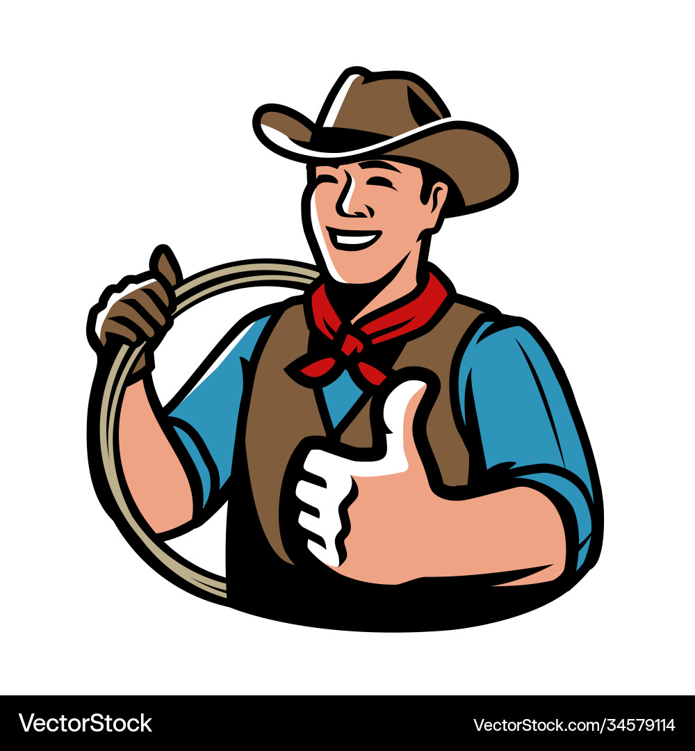 Cowboy with rope symbol ranch Royalty Free Vector Image