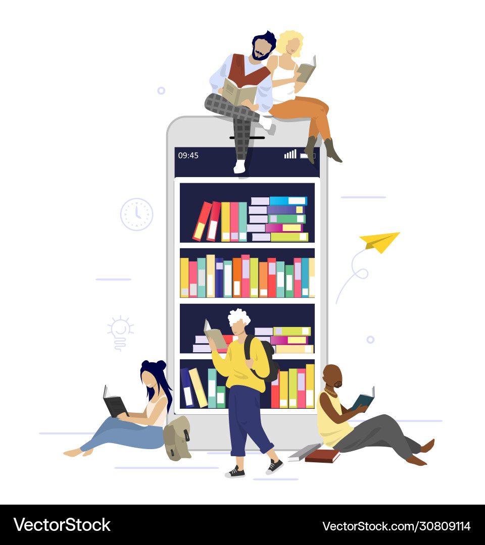 Digital Bookshelf Smartphone Royalty Free Vector Image