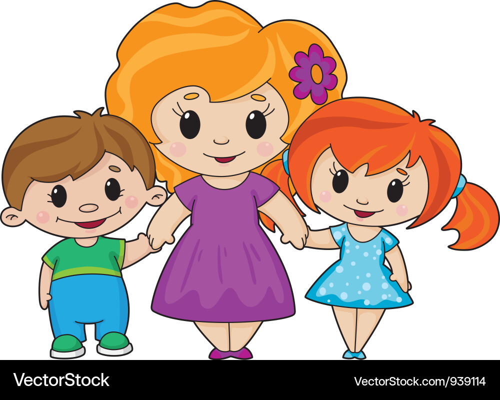 Mother and children Royalty Free Vector Image - VectorStock