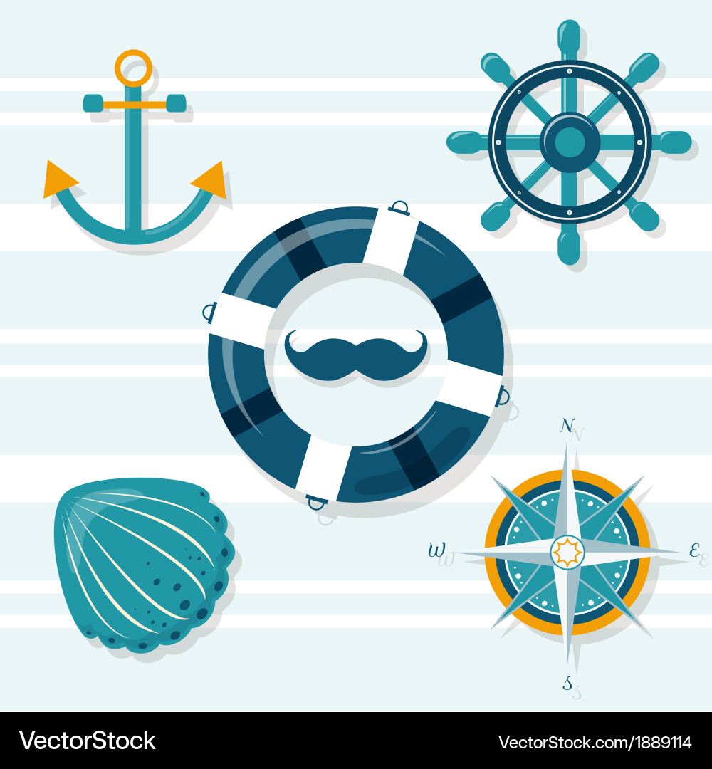 Set of five nautical Royalty Free Vector Image