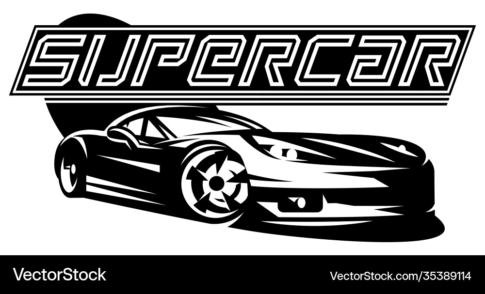 Supercar monochrome editable Royalty Free Vector Image