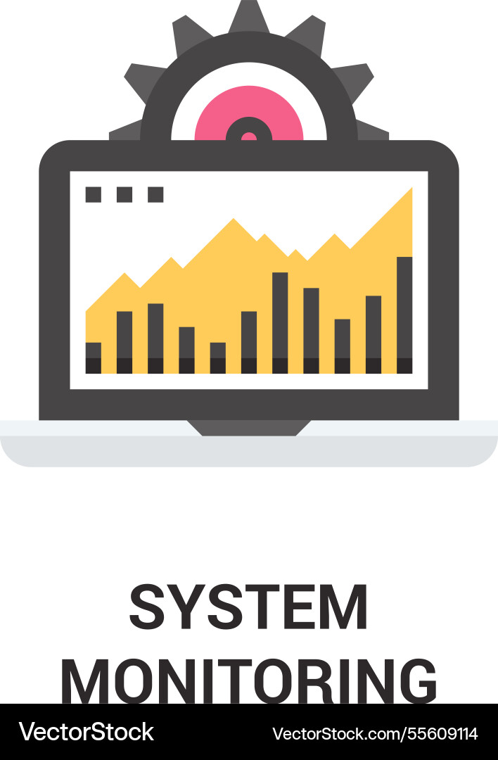 System monitoring flat icon design concept Vector Image