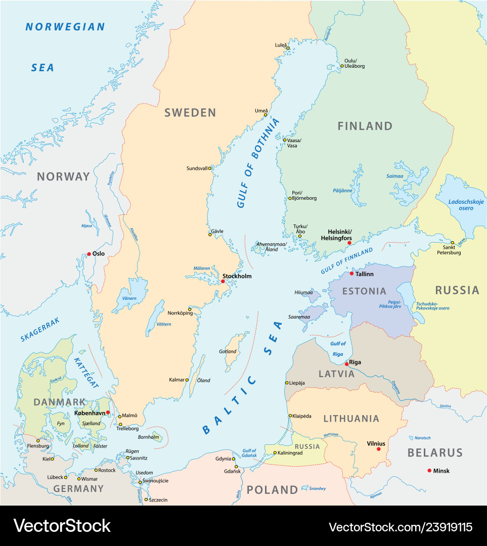 Baltic Sea Area Map Royalty Free Vector Image - VectorStock
