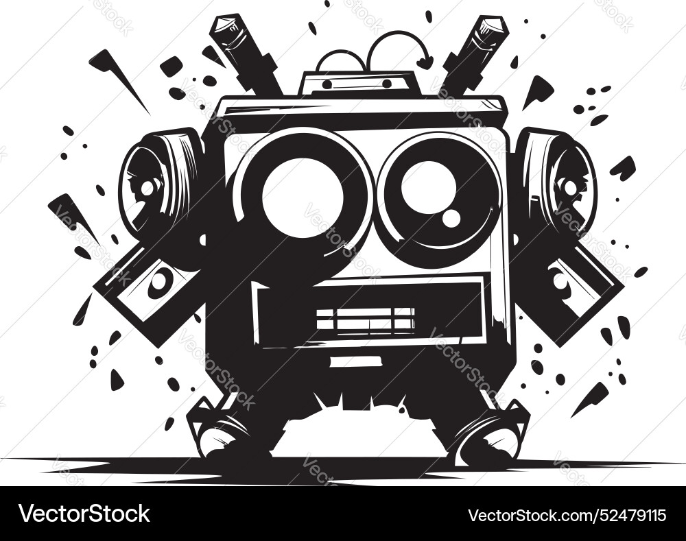 Bassline booster iconic logo design jammin Vector Image