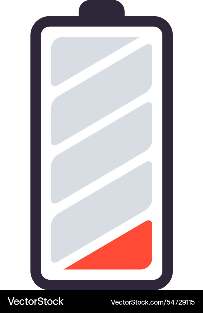 Battery icon showing low power status indicating Vector Image