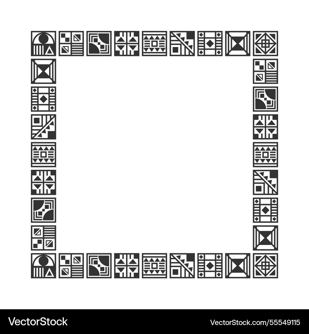 Black square symbol tiles set art pattern frame Vector Image