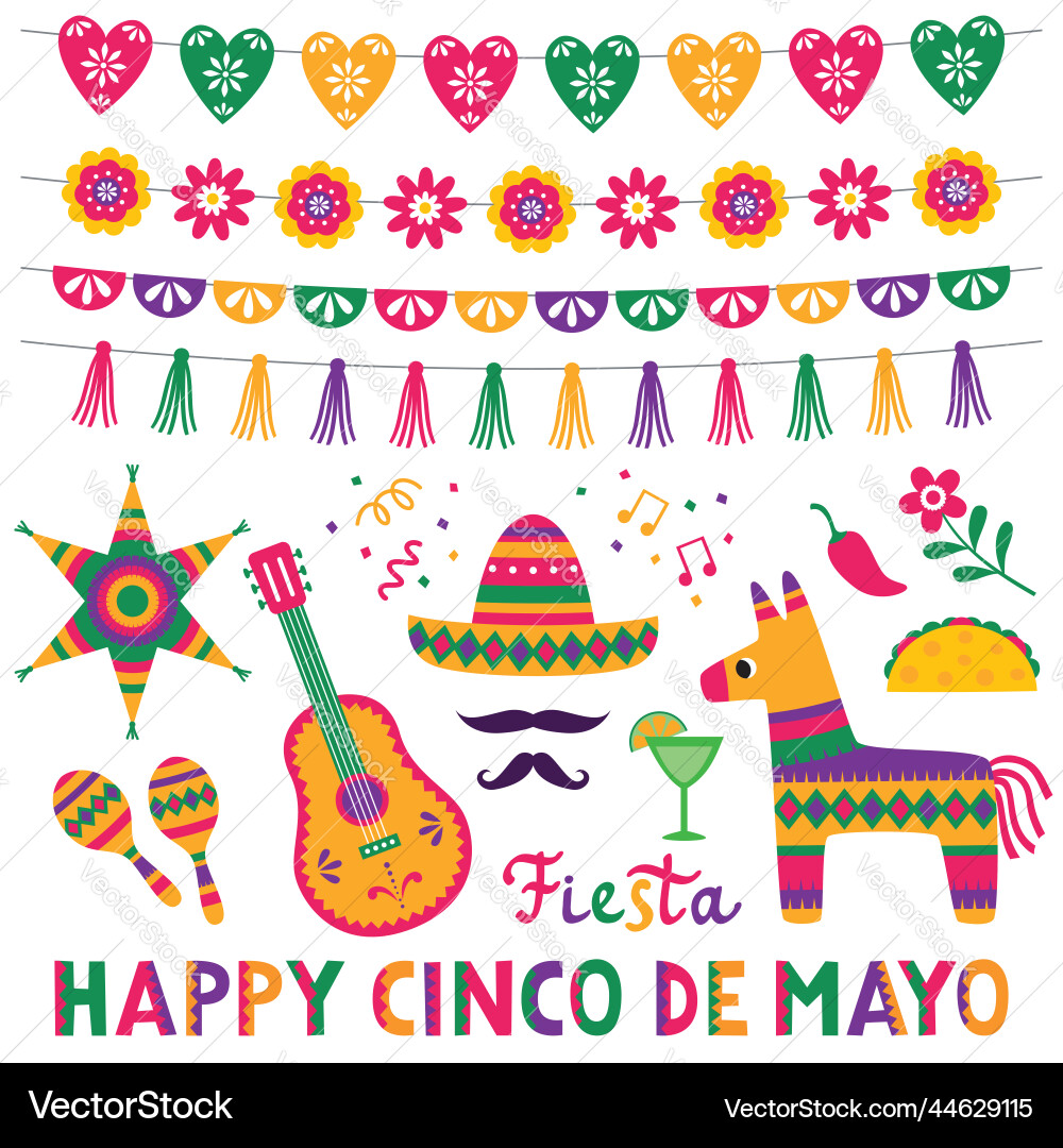 Cinco de mayo design elements set Royalty Free Vector Image