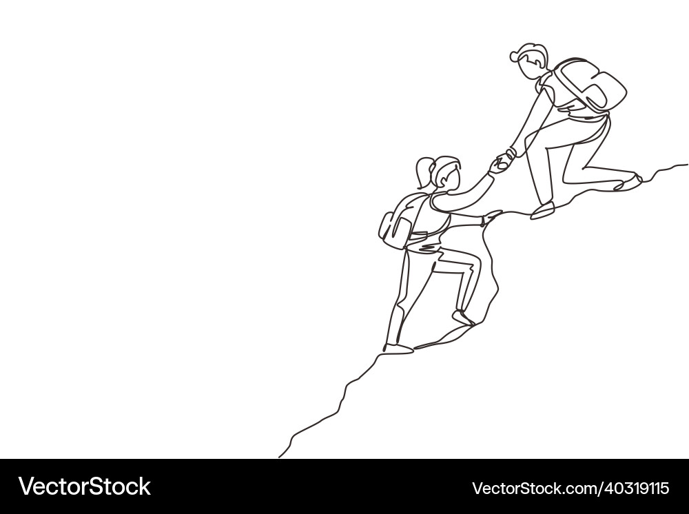 Continuous one line drawing group of people man Vector Image