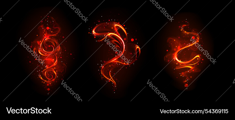 Fiery red magical wand traces effect Royalty Free Vector